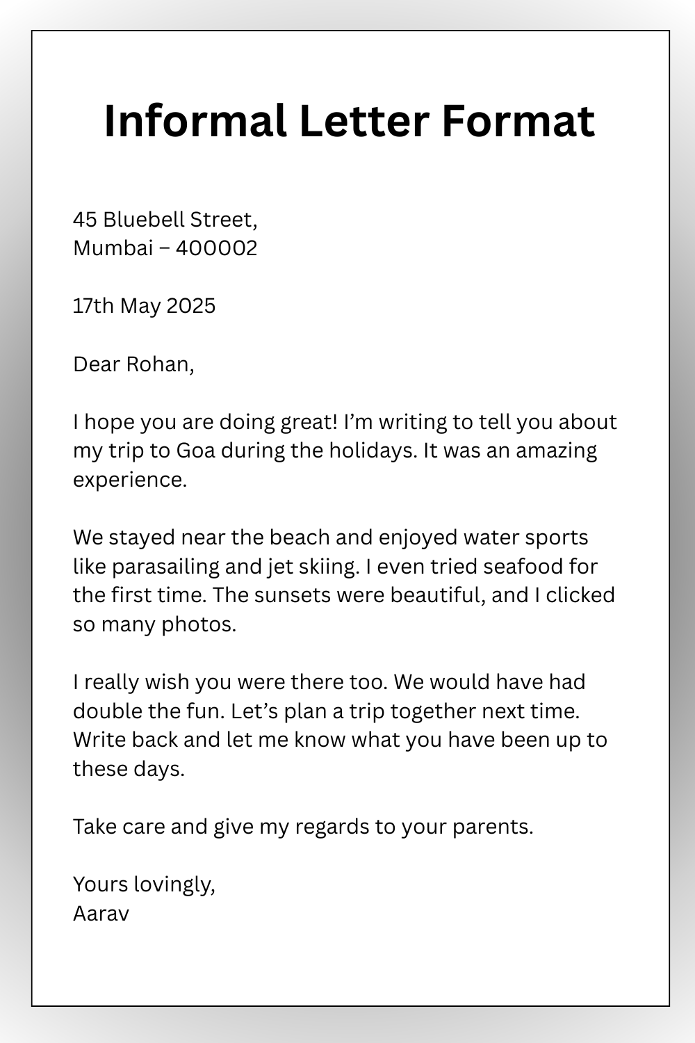 Informal Letter Format