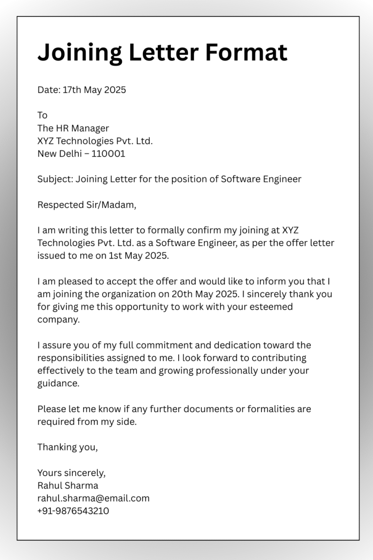 Joining Letter Format: A Complete Guide
