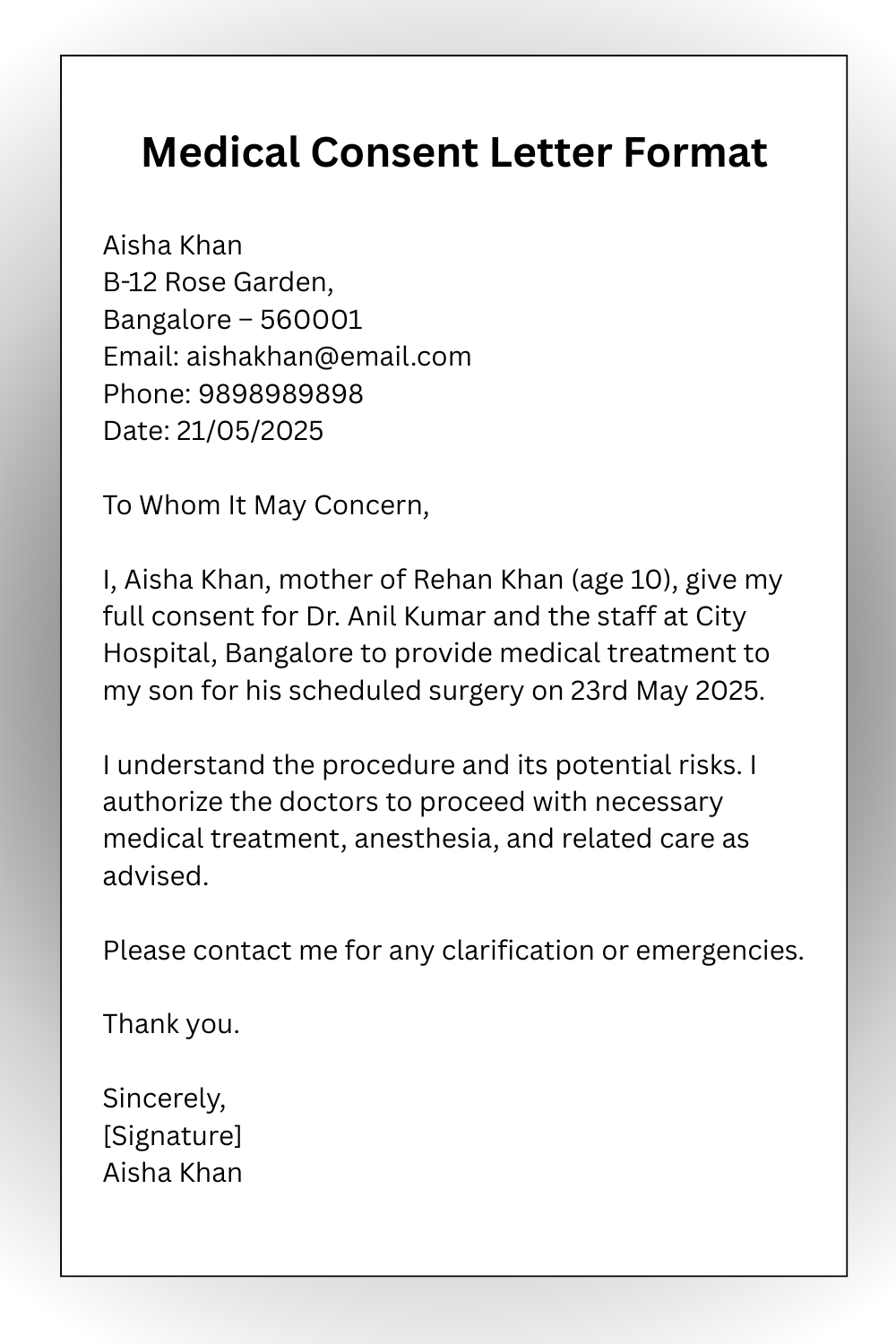 Different Consent Letter Formats