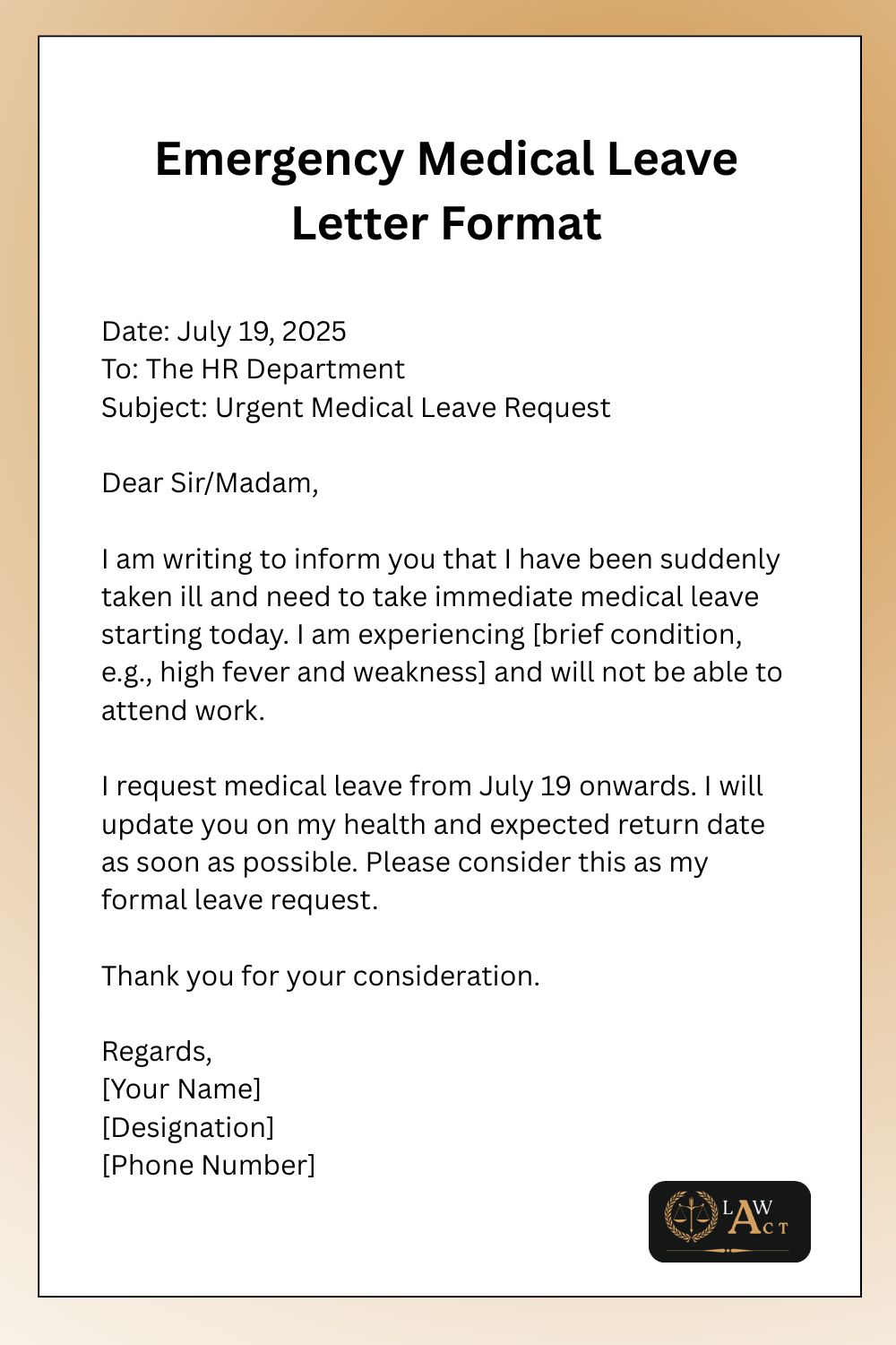 Medical Leave Letter Format