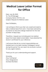 Medical Leave Letter Format