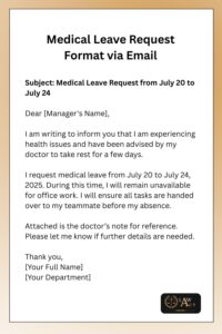 Medical Leave Letter Format